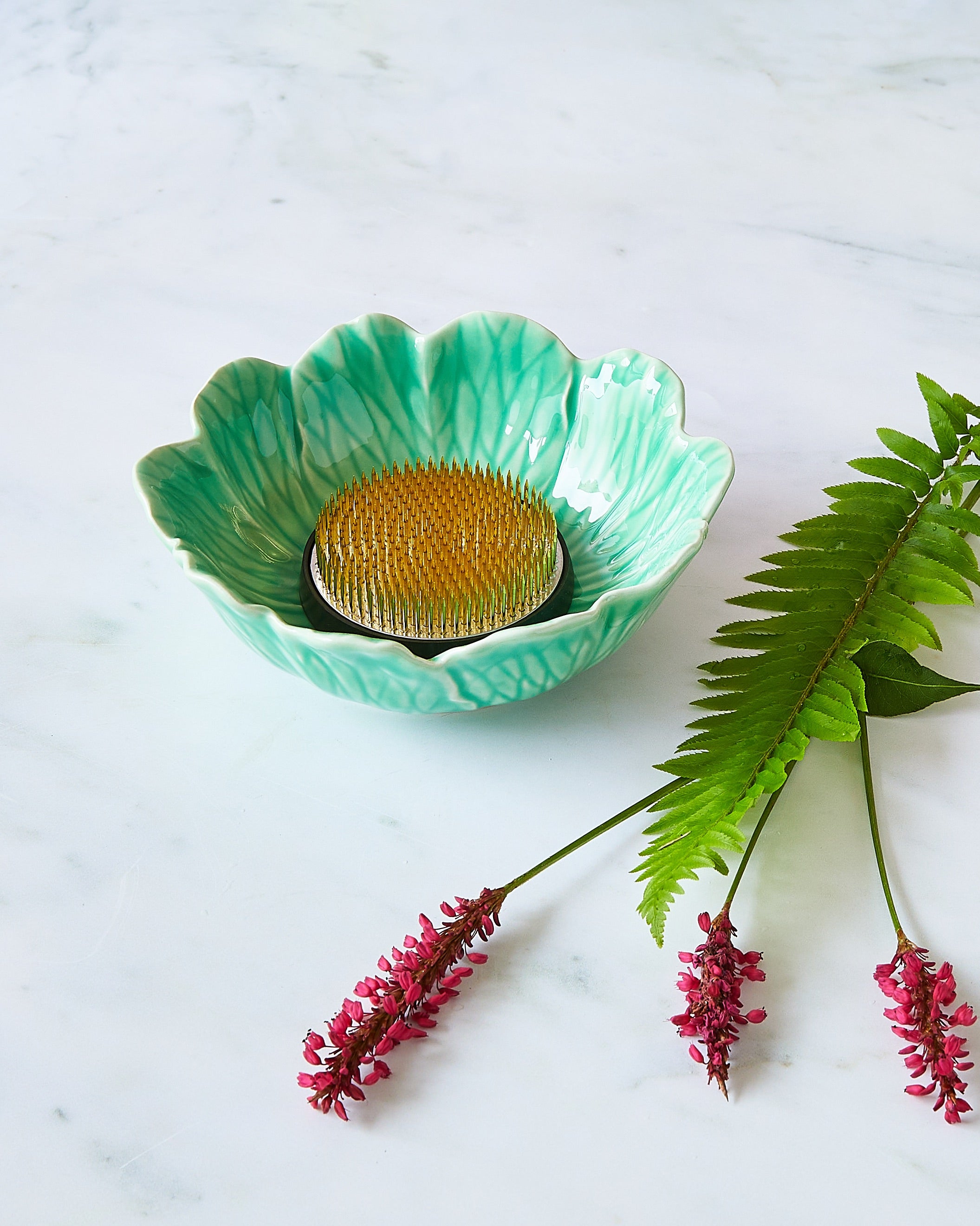 Anemone Flower Bowl & Large Flower Frog Bundle, Celadon – Dan Cooper Garden